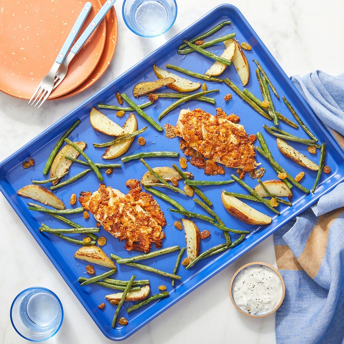Recipe Sheet Pan Cheesy Harissa Chicken With Potatoes Green Beans