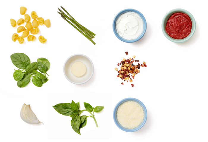 Recipe Creamy Lumaca Rigata Pasta With Asparagus And Goat Cheese Blue