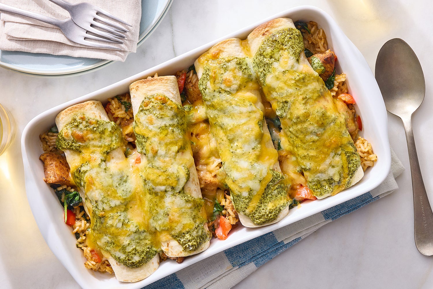 Recipe: Cheesy Chicken Enchiladas with Bell Pepper, Spinach & Creamy ...