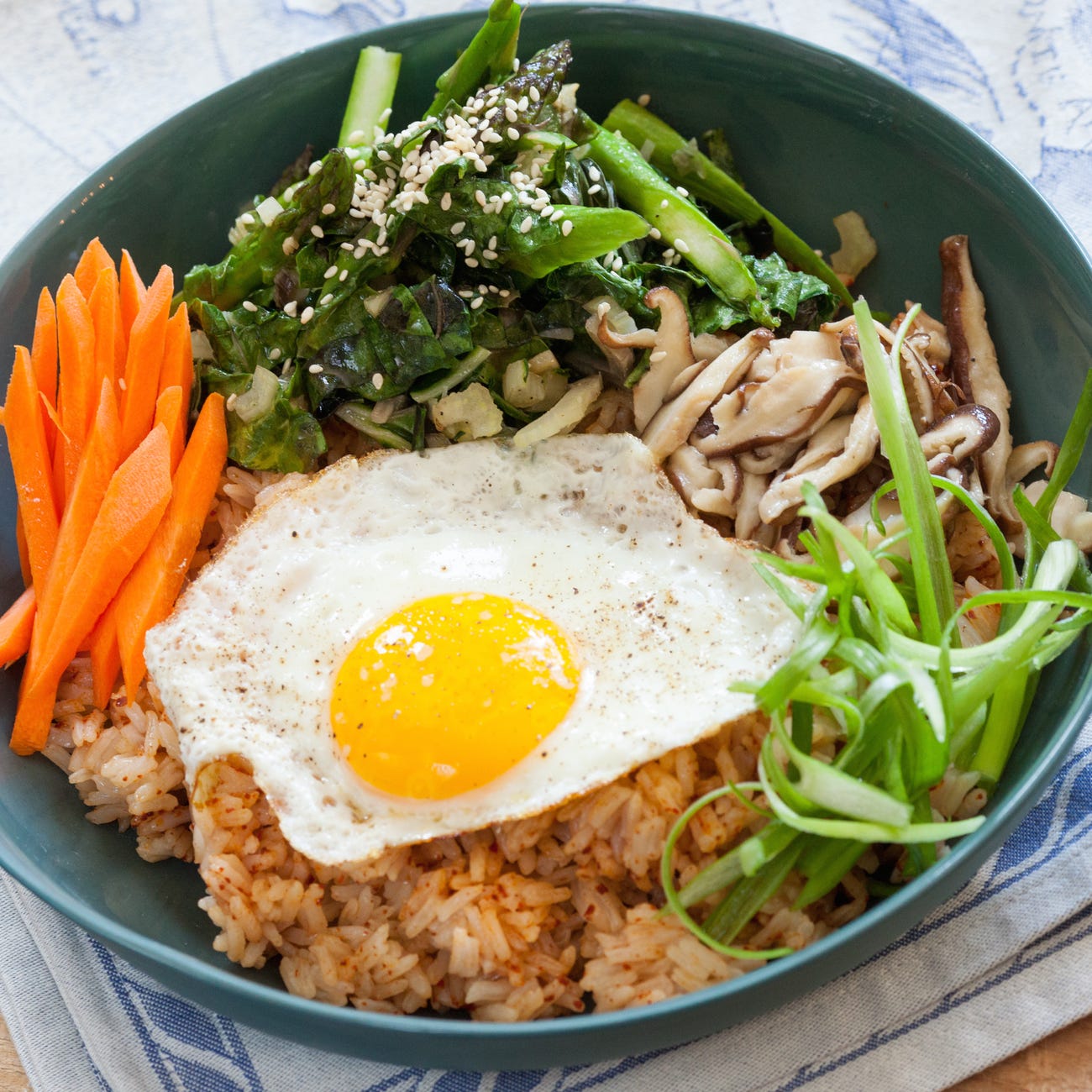 Recipe: Vegetable Bibimbap with Asparagus, Shiitake Mushrooms & Fried ...