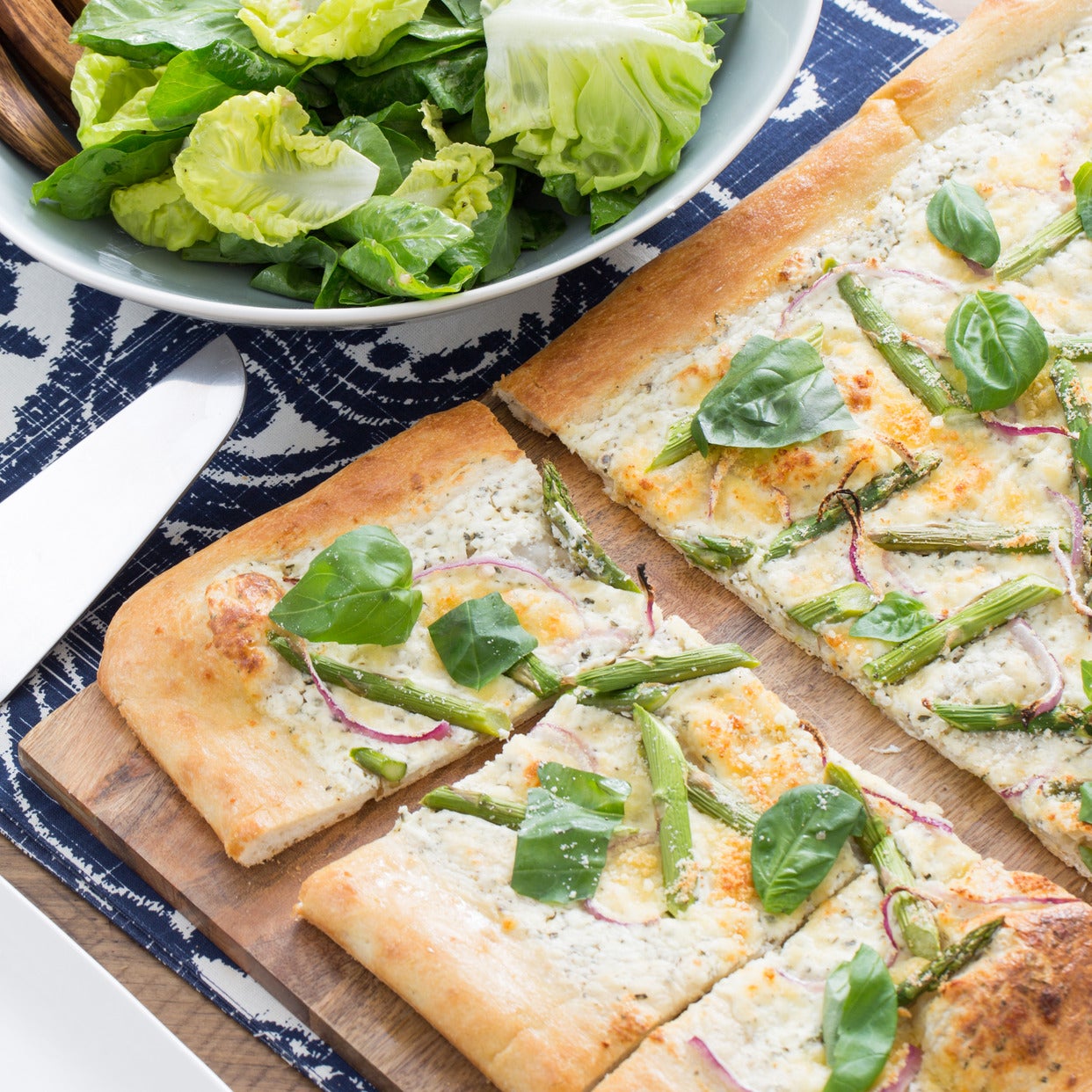 Recipe: Spring Asparagus Pizza with Butter Lettuce & Pea Tip Salad ...