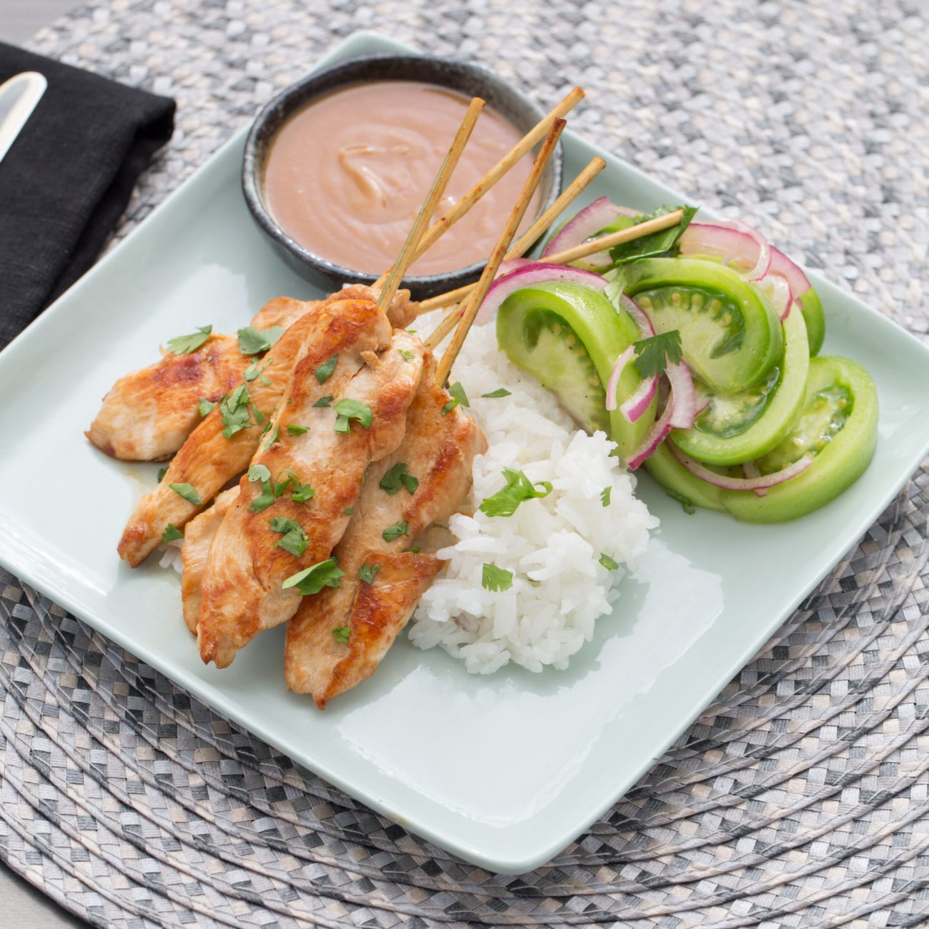 Recipe: Chicken Sate with Peanut Sauce & Marinated Green Tomatoes ...