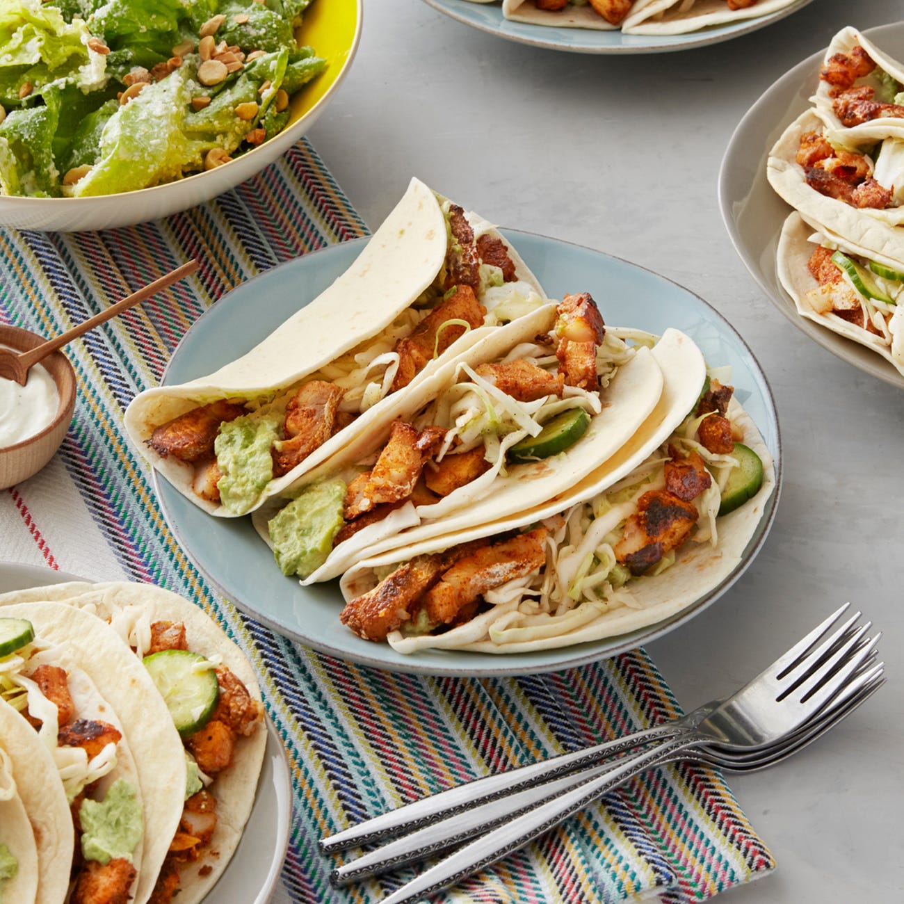 Recipe: Spiced Cod Tacos with Mashed Avocado & Butter Lettuce-Peanut ...