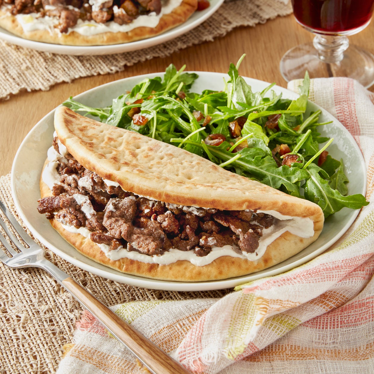 Spiced Beef Pitas & Garlic Labneh