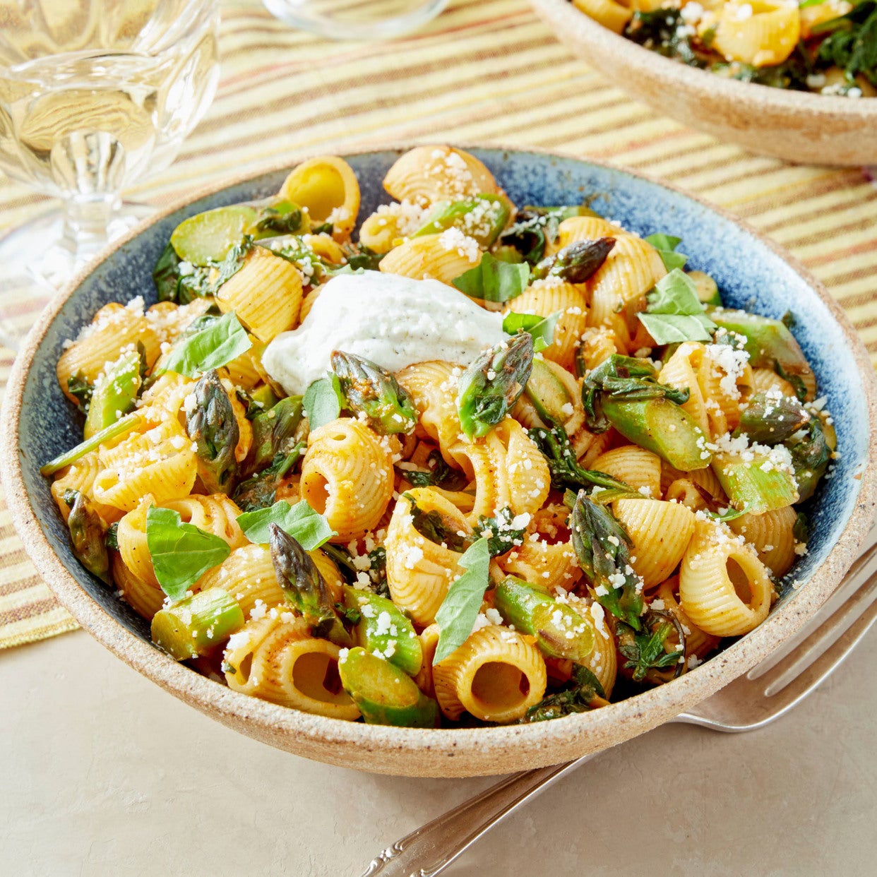 Recipe: Creamy Lumaca Rigata Pasta with Asparagus & Goat Cheese - Blue ...