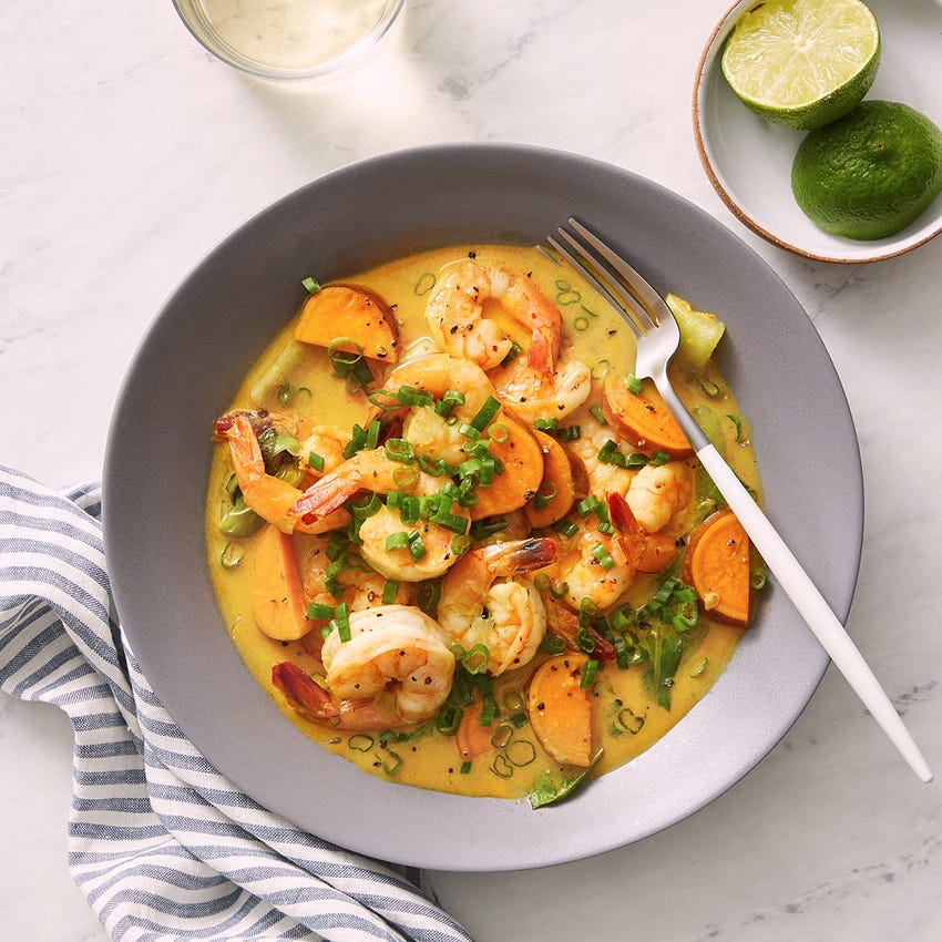 Recipe Shrimp And Sweet Potato Curry With Lemongrass And Coconut Milk Blue Apron