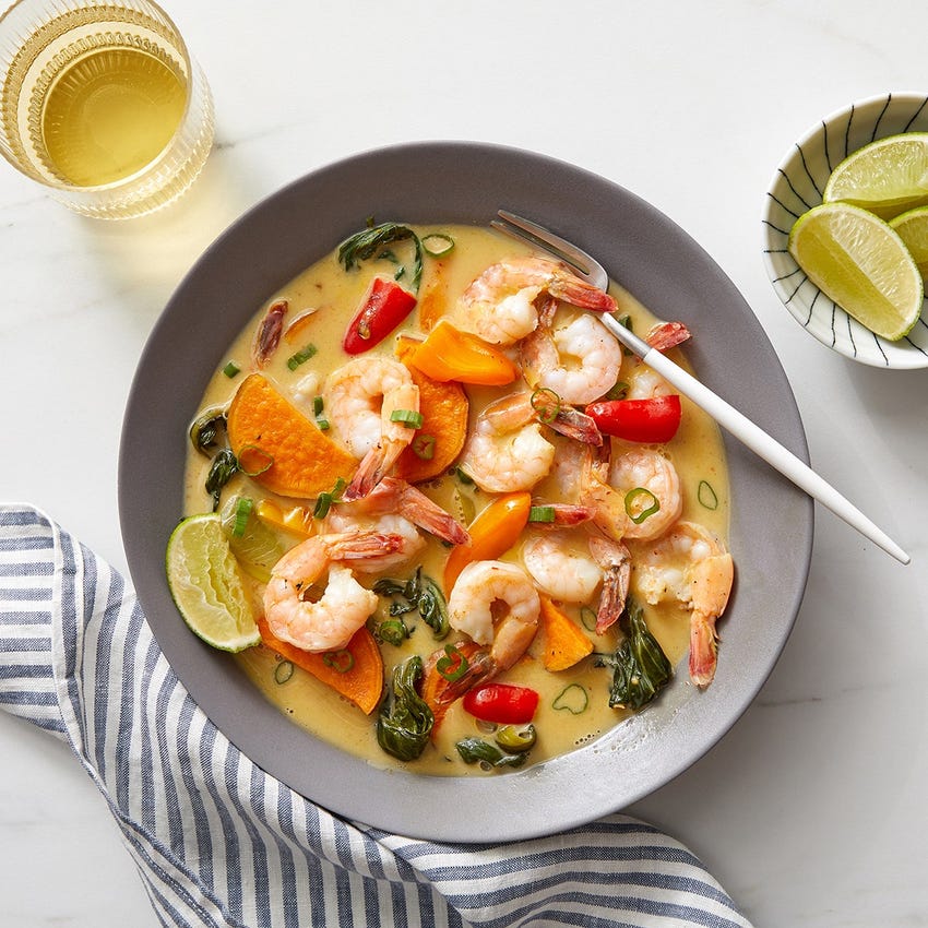 Recipe Shrimp And Sweet Potato Curry With Lemongrass And Coconut Milk Blue Apron