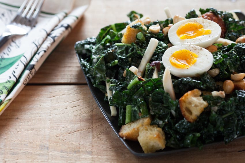 Recipe Kale Caesar Salad With Soft Boiled Egg Toasted Hazelnuts