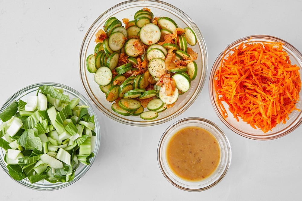 Recipe Miso Glazed Pork Belly With Soy Marinated Eggs And Cucumber Kimchi Salad Blue Apron