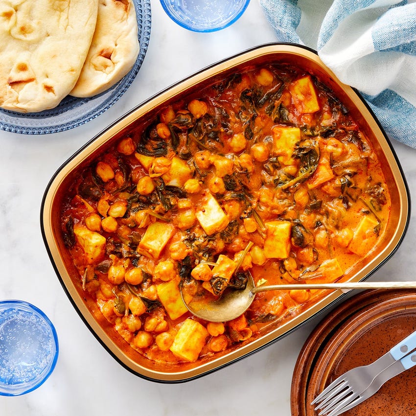 Recipe: Oven-Baked Paneer & Chickpea Curry with Naan - Blue Apron